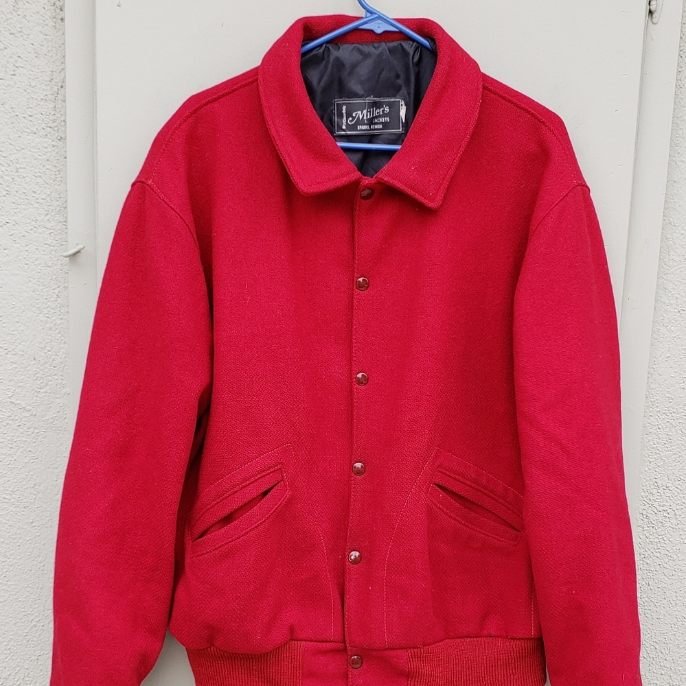 Vintage Letterman Jacket Awesome Raspberry Red Withou… - Gem